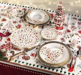 Vánoční jídelní porcelánová 18-ti dílná sada talířů VÁNOČNÍCH CHICCHI E BALOCCHI BRANDANI