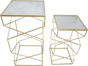 Sada 2 ks odkládacích stolků Glassy Coppia zlatá