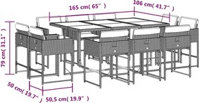 11dílný zahradní jídelní set s poduškami béžový polyratan 3211390