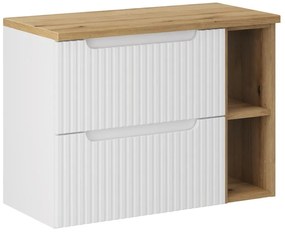 Závěsná skříňka pod umyvadlo Nova White s deskou 80 cm bílá/dub evoke