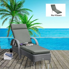 Polštář na lehátko Outsunny Polštář na zahradní lehátko polyester tmavě šedý 196 x 55 x 8 cm | Aosom