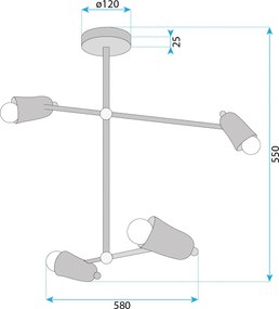 Toolight Toolight, 4-rammena stropní svítilna, 4xE14, APP1708-4CP, černá-zlatá, OSW-03628