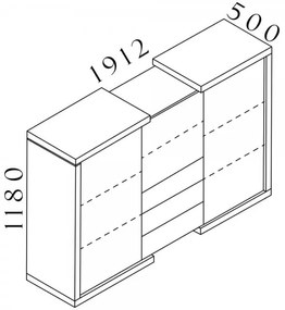 Střední skříň Lineart 191,2 x 50 x 118 cm