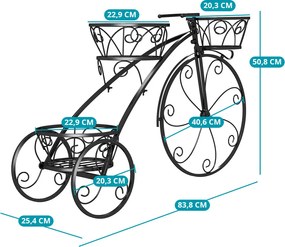 Kovový květináč ve tvaru bicyklu