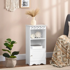 HOMCOM Podlahová skříň a skříň se 2 policemi a dveřmi v bílé MDF pro koupelnu 40Š x 23H x 80V cm