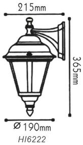 ACA Lighting Venkovní nástěnná lucerna HI6222V max. 60W/E27/IP45, Green-black