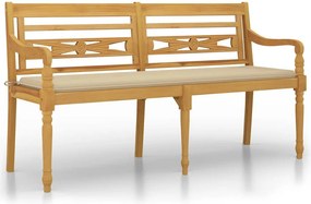 Lavice Batavia s béžovou poduškou 150 cm masivní teakové dřevo 3100829