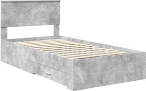 Rám postele s čelo Betonově šedá 100 x 200 cm Kompozitní dřevo 3410934