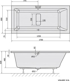 Polysan Marlene 170 x 80 cm vana obdélníková akrylátová 72403
