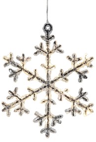 STAR TRADING Dekorativní svítící vločka Icy 19 cm, čirá barva, plast