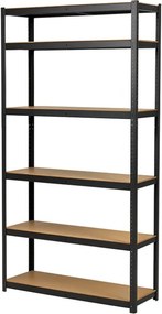 Regál 220x100x60 cm lakovaný 6-policový, nosnost 1050 kg - černý
