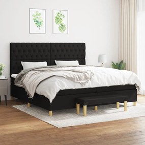Box spring postel s matrací černá 200x200 cm textil,  3137423