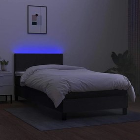 Box spring postel s matrací a LED černá 90x190 cm textil 3132959