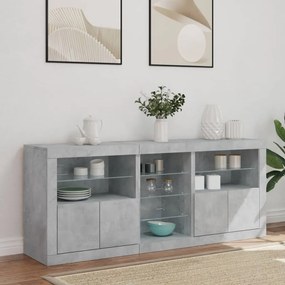 Příborník s LED osvětlením betonově šedý 162 x 37 x 67 cm 3209033