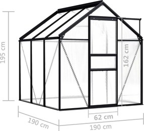 vidaXL Skleník antracitový hliníkový 3,61 m² [48209]