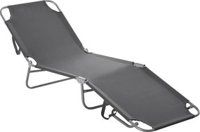 Skládací lehátko Outsunny na zahradu s nastavitelnou opěrkou zad v 5 polohách a kovovým rámem, nosnost 120 kg pro terasu, bazén, pláž, rozměry 187x55x