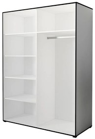 Šatní skříň OSLO 1 | se zrcadlem | 180 cm | bílá/černá