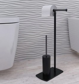 Gedy, FLORIDA stojan s držákem na toaletní papír a WC kartáčem, černá matná, 733214