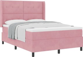 Postel s boxspringem s čelo Růžová 160 x 200 cm samet 3342019