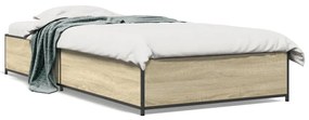 Rám postele dub sonoma 100 x 200 cm kompozitní dřevo a kov