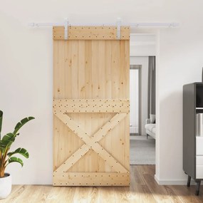 Posuvné Dveře S Kováním 100 X 210 Cm Masivní Borové Dřevo