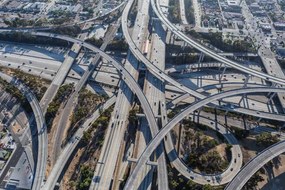 DIMEX | Samolepicí vliesová fototapeta na zeď Centrum Los Angeles MA-5-2875 | 375 x 250 cm | zelená, šedá