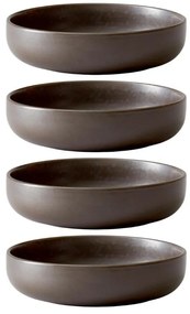 OnaDnes -20% Audo CPH Set čtyř tmavě hnědo šedých porcelánových hlubokých talířů AUDO NEW NORM 13,5 cm