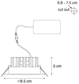 Sada 6 zapuštěných bodových světel černá 6,8 cm vč. LED 750 lm stmívatelná IP65 - Gaius