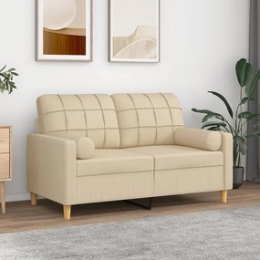 2místná pohovka s polštáři krémová 120 cm textil 3200776