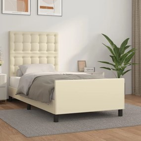 Rám postele s čelem krémový 80 x 200 cm umělá kůže 3125539