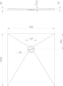 Polysan Treneca sprchová vanička z litého mramoru 100 x 90 cm s možností úpravy rozměru šedá mat 84306.31