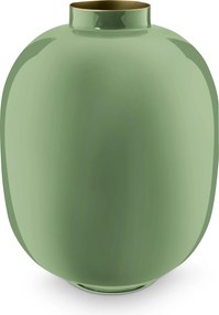 Pip Studio velká kovová váza 32cm, zelená (Velká kovová váza ve střední zelené barvě ze smaltem)