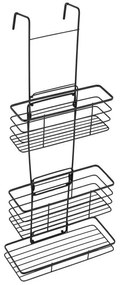 Erga Rafek, trojitá koupelnová polička do sprchy na zavěšení 30x12,5x71 cm, černá matná, ERG-YKA-CH.RAFEK-BLK