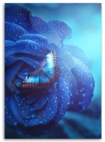 Gario Obraz na plátně Motýl a kouzelná modrá růže - Jose Francese Rozměry: 40 x 60 cm