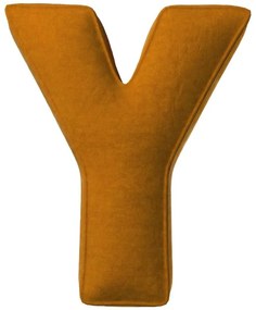 Yellow Tipi Cihlově oranžový sametový polštář písmeno Y 40 cm