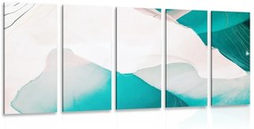 5-dílný obraz moderní modrá abstrakce - 200x100 cm