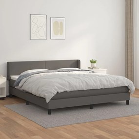Box spring postel s matrací šedá 160x200 cm umělá kůže