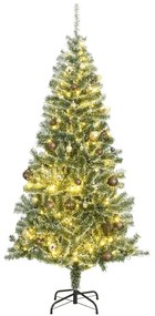 Umělý vánoční stromek s 300 LED a sadou koulí zasněžený 210 cm