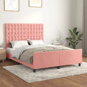 Rám postele s čelem růžový 140x200 cm samet,  3126006