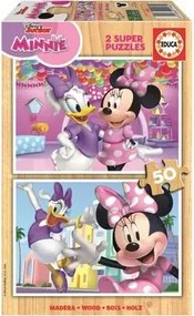 EDUCA Dřevěné puzzle Minnie a Daisy / 2x50 dílků / od 4 let
