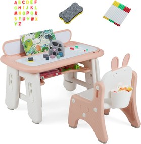 Costway Dětský set stolku a židličky Umělý a židlička pro batolata s odklápěcí