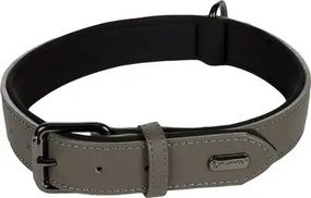Flamingo Binti Kožený obojek s neoprenem šedá XL