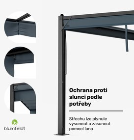 Blumfeldt Pantheon Cortina altán 3x3 m, odolný vůči povětrnostním vlivům, hliník, prášková barva, rolety