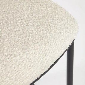 Bílá bouclé barová židle Kave Home Ciselia 65 cm