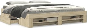 Rám postele bez matrace Dub Sonoma 200x200cm Dřevěné konstrukce 3295445