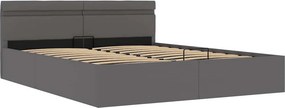 Rám postele LED s úložným prostorem šedý umělá kůže 160x200 cm 285556
