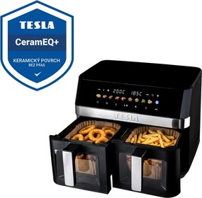 TESLA AirCook DualZone Q787 XXL Deluxe - multifunkční duální digitální horkovzdušná fritéza 2v1