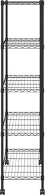 Úložný regál 5 polic 75 x 35 x 155 cm s kolečky černý 250 kg 324630