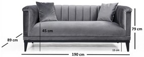 Designová sedačka Tamanna 190 cm tmavě šedá