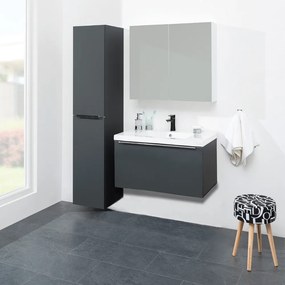 Mereo Mereo, Mailo, koupelnová skříňka s umyvadlem z litého mramoru 101 cm, bílá, dub, antracit, CN517M